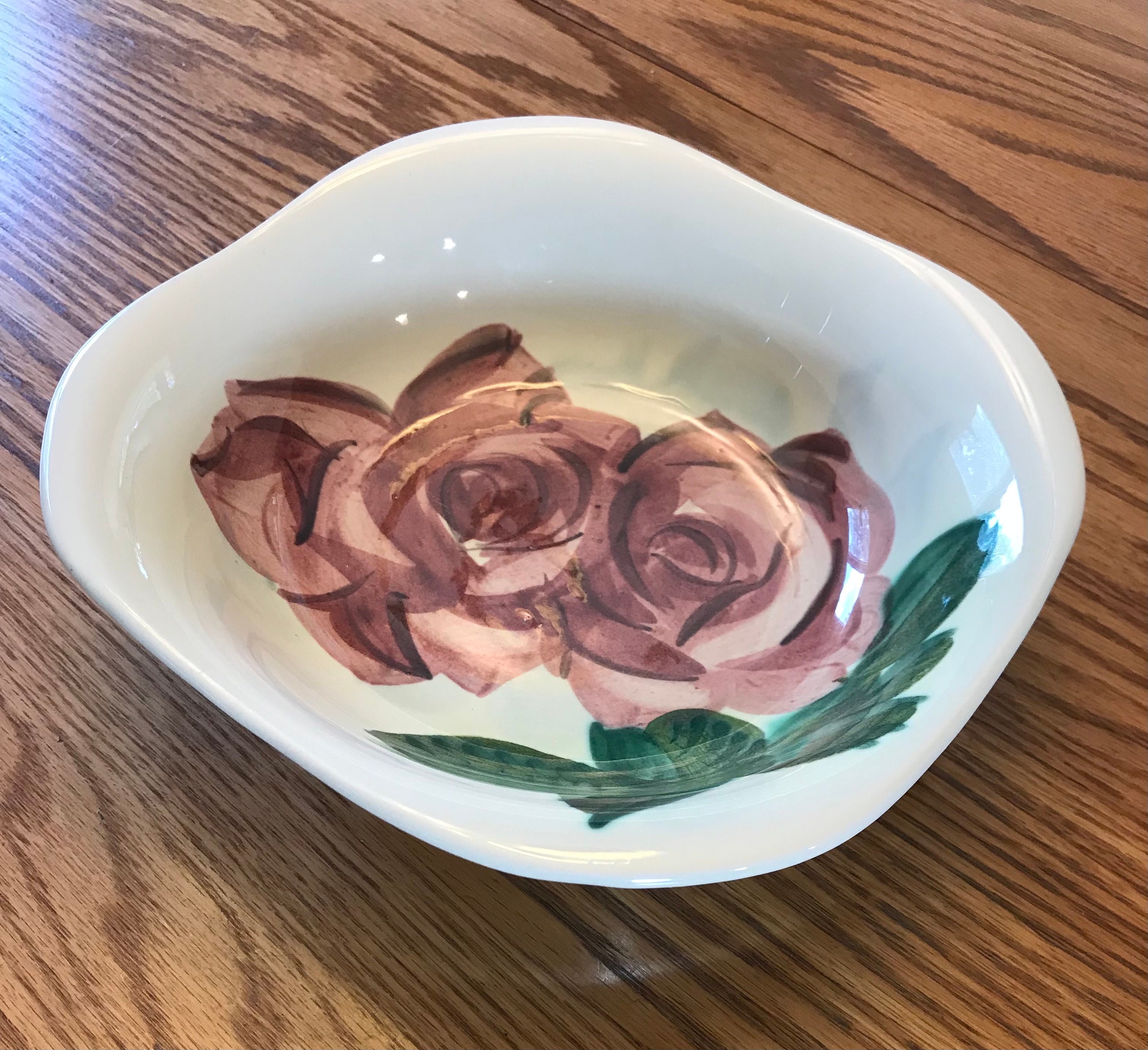 Red Wing Pottey Hand Painted Rose Pitcher Serving Bowl Dish Display ...