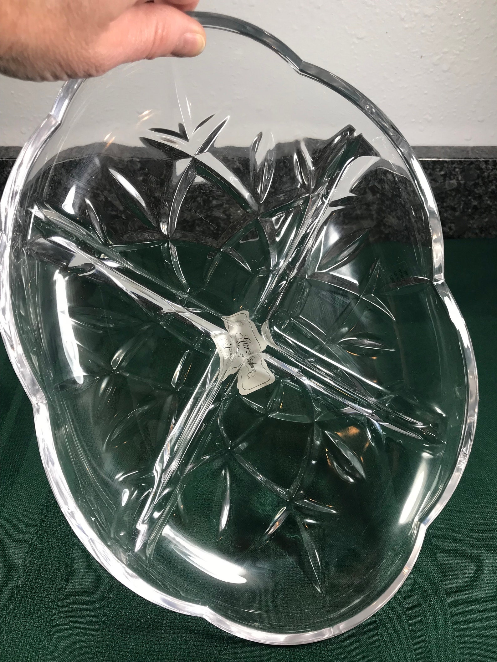 Gorham Lady Anne Clear Crystal Etched Oval 4 Part Relish Hostess ...