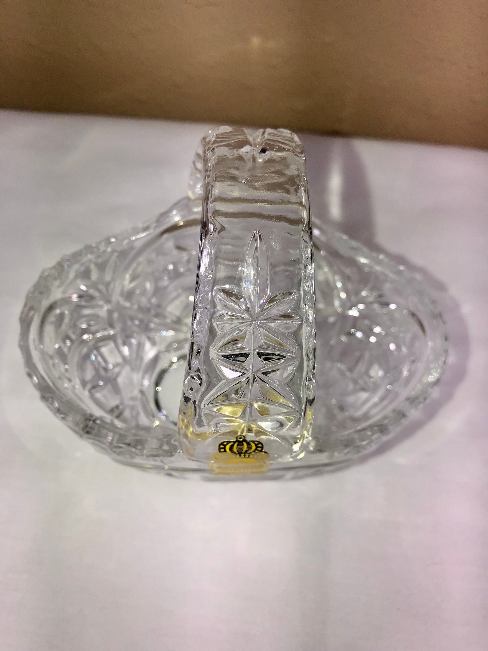 Imperlux 24% Crystal Handcut Small Candy Basket Dish With Crossed ...