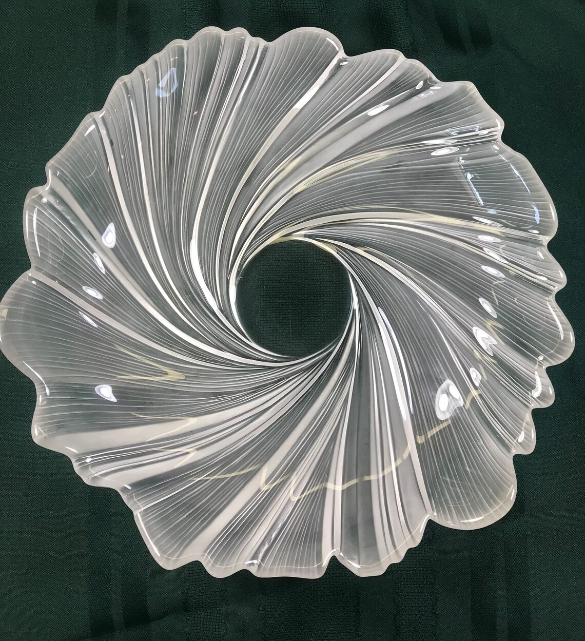 Mikasa Spun Silk Crystal Lead Hostess Platter Dish Frosted Swirl Twist ...
