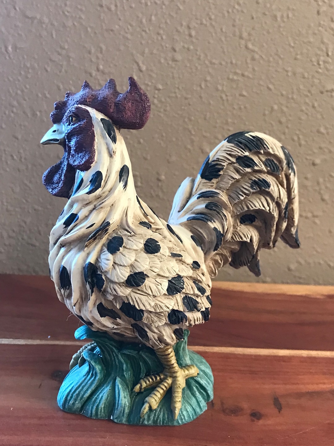Oung 6” Rooster Chicken Lover Tan Speckled Resin Figurine Statue ...