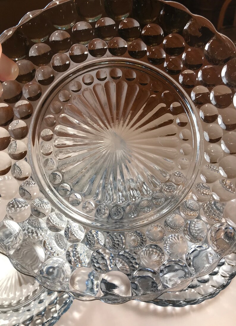 Anchor Hocking Blue Sapphire Tint Bubble Pattern Dinner Plates 8-9.5 ...