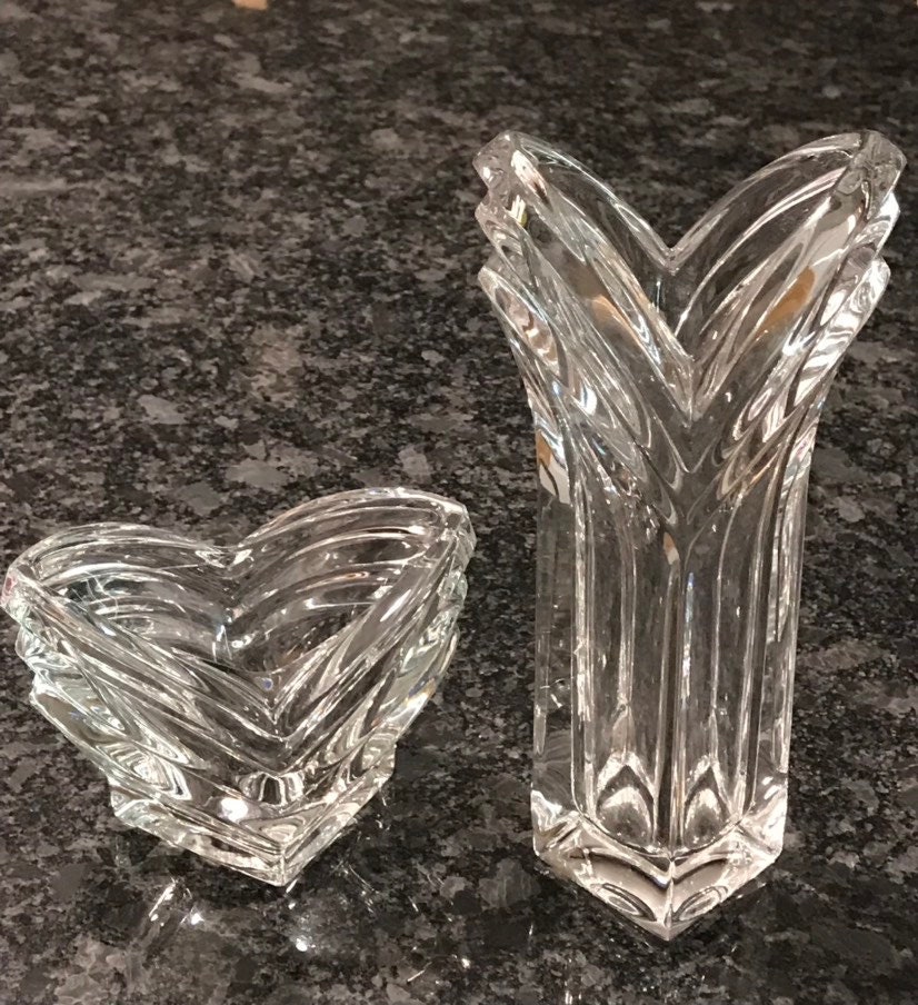 Mikasa Art Deco Lead Crystal Cut Lead Flower Bud Vase 8 1/2 Tall & Rose ...