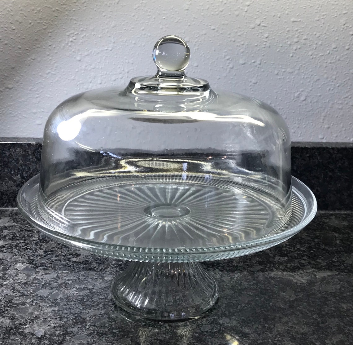 Anchor Hocking Canton Cake Stand W/ Dome or Punch Bowl Glass Cover ...