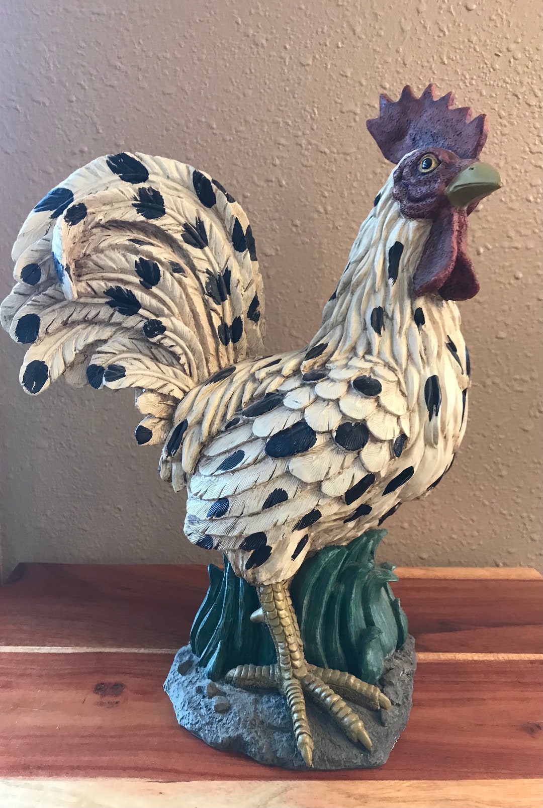Oung 13 Rooster Chicken Lover Tan Speckled Resin Figurine Statue ...