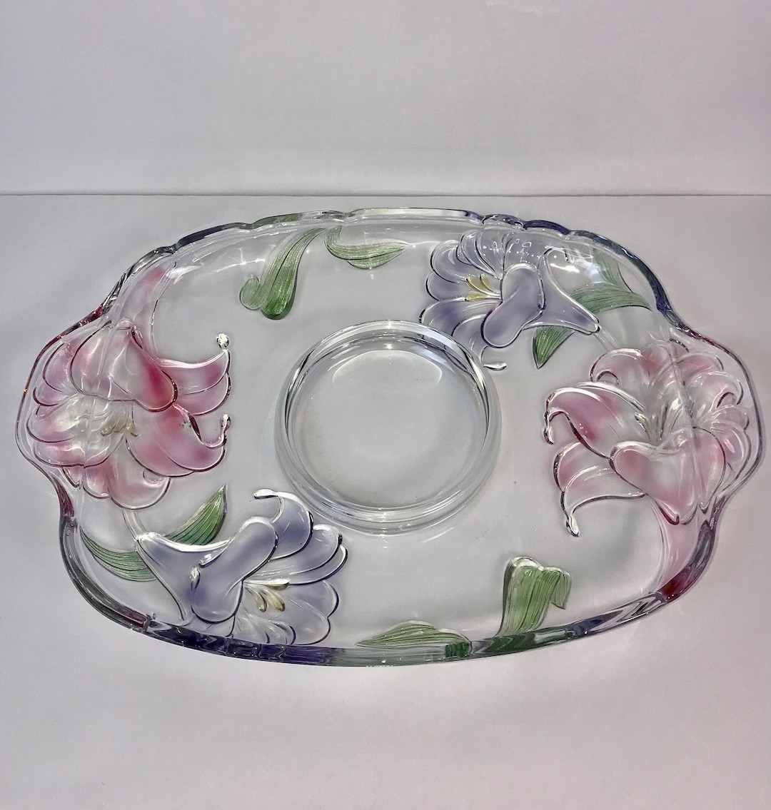 Mikasa Studio Nova Savior Vivre Crystal Colored Floral Flowers Hostess ...