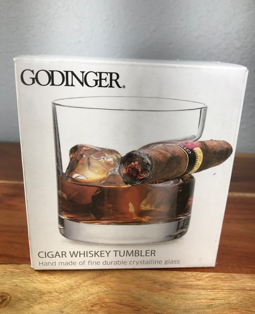 Godinger Cigar Whiskey Tumbler Old Fashioned Beverage Glass Handmade of ...