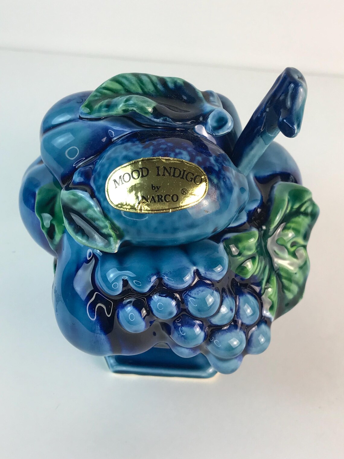 Inarco Mood Indigo Blue Green Sugar Bowl With Spoon Kitchen Dishes ...