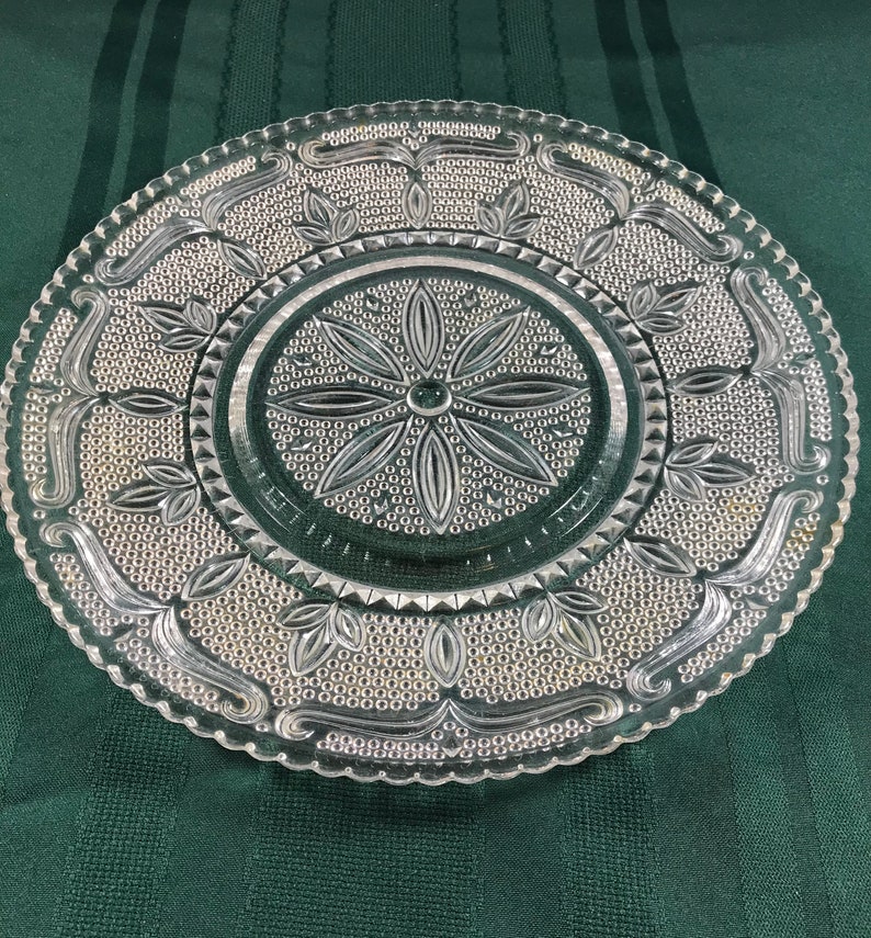 Federal Glass Co. Hobnail Beaded Plate Heritage Clear Mid Century ...