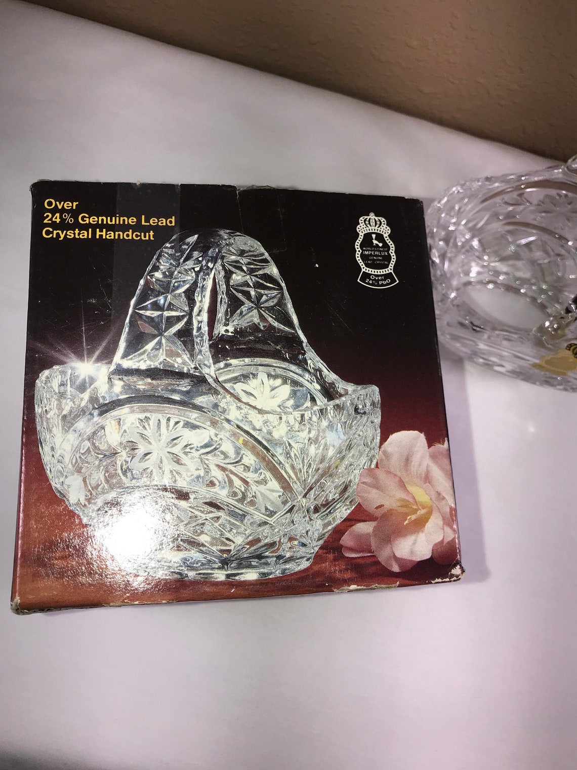 Imperlux 24% Crystal Handcut Small Candy Basket Dish With Crossed ...