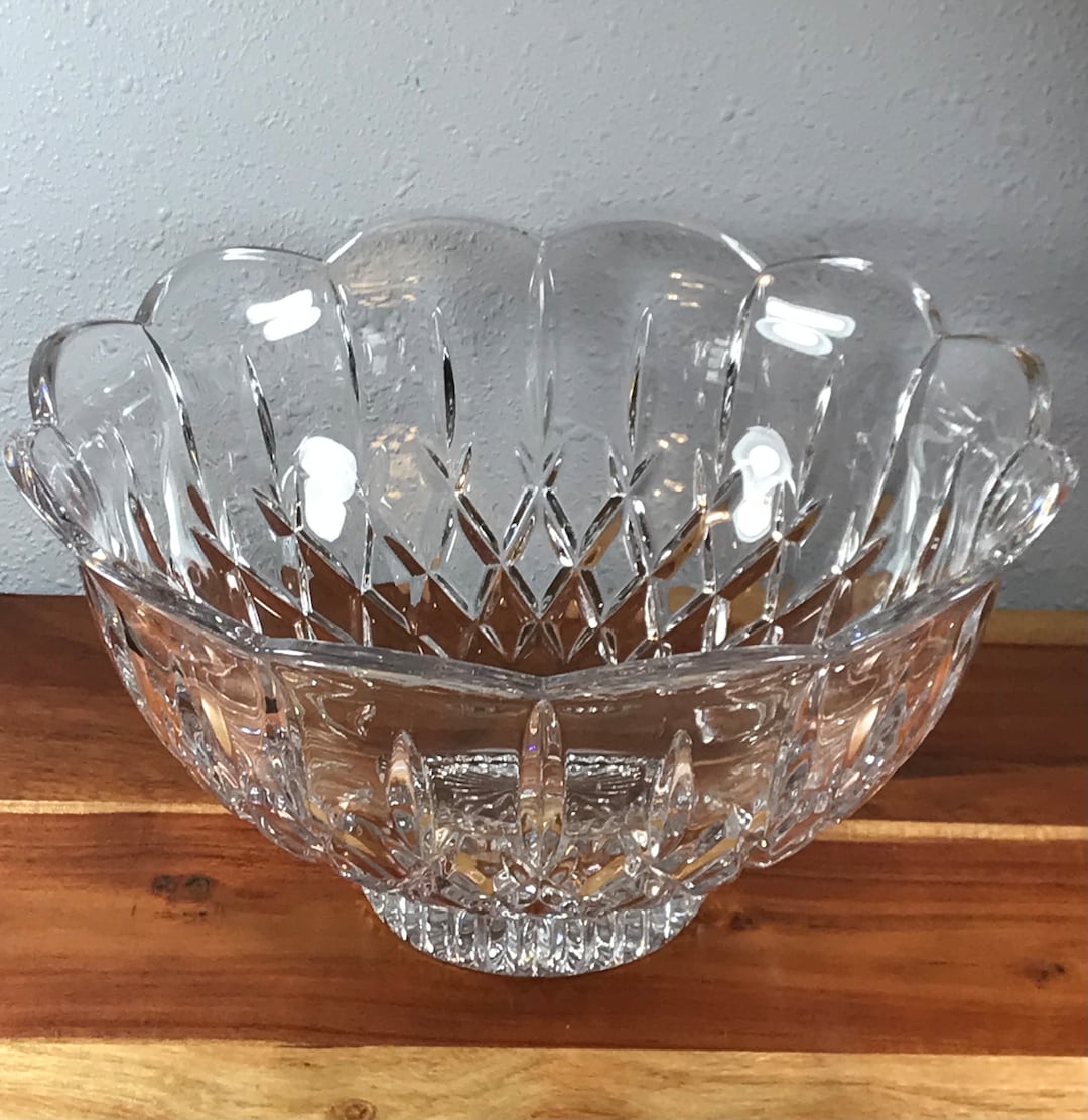 Gorham Lady Anne Heavy Crystal 5.5” T 10” W Round Footed Fruit Salad ...