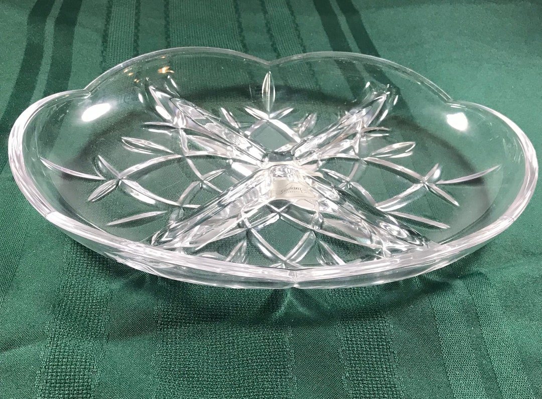 Gorham Lady Anne Clear Crystal Etched Oval 4 Part Relish Hostess ...