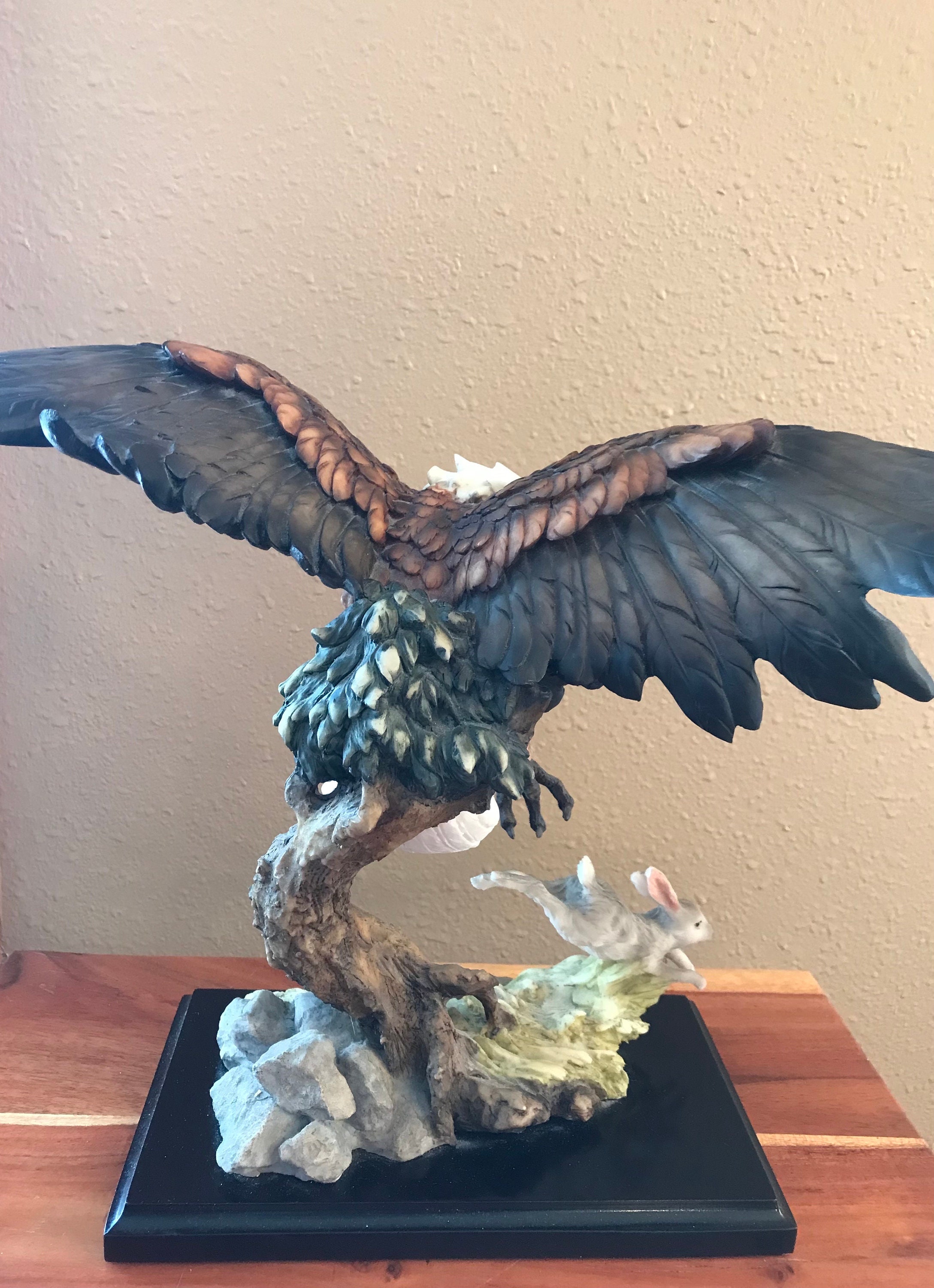 David Mark Creations Eagle and Rabbit Bunny Composite Resin Figurine ...