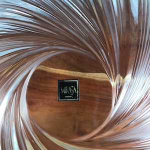 Mikasa Spun Silk Crystal Lead Hostess Platter Dish Frosted Swirl Twist ...