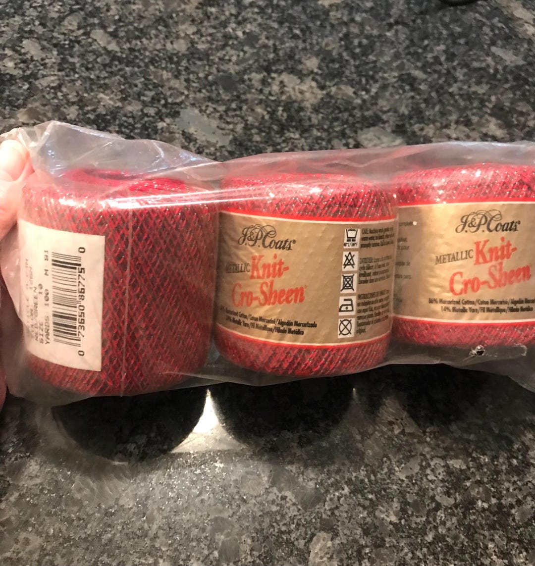 Yarn Destash Vintage J&P Coats Metallic Knit-cro-sheen Red Green Size ...