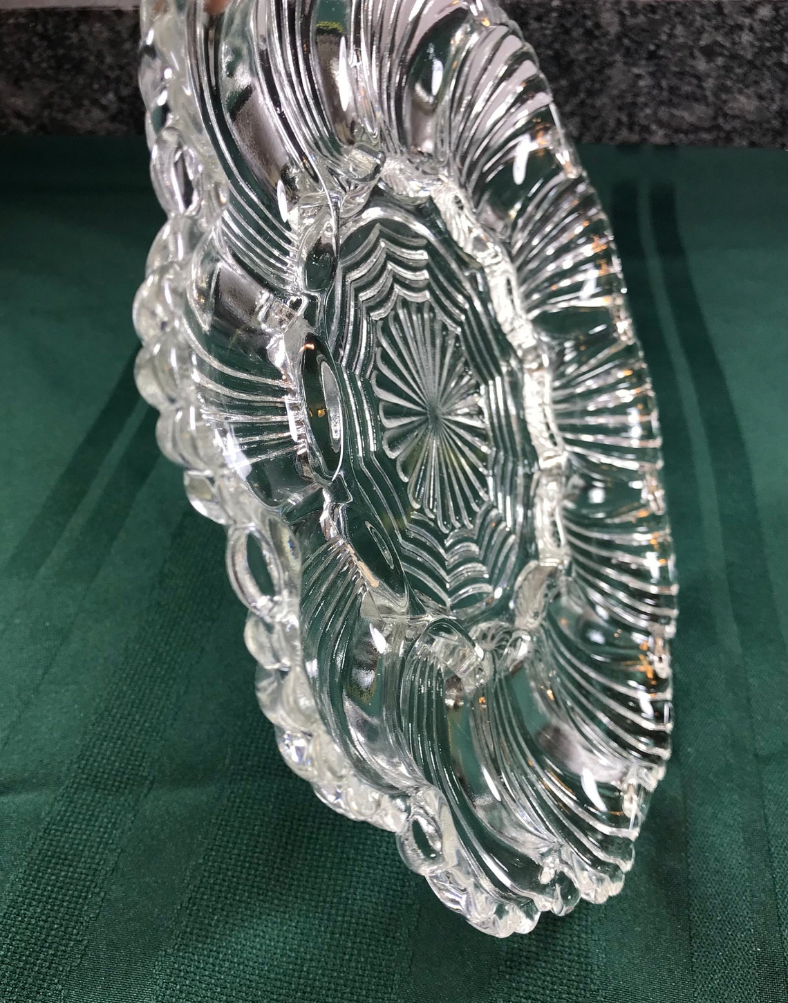 Anchor Hocking Clear Glass 10 Deviled Egg Plate Platter Oyster Server ...