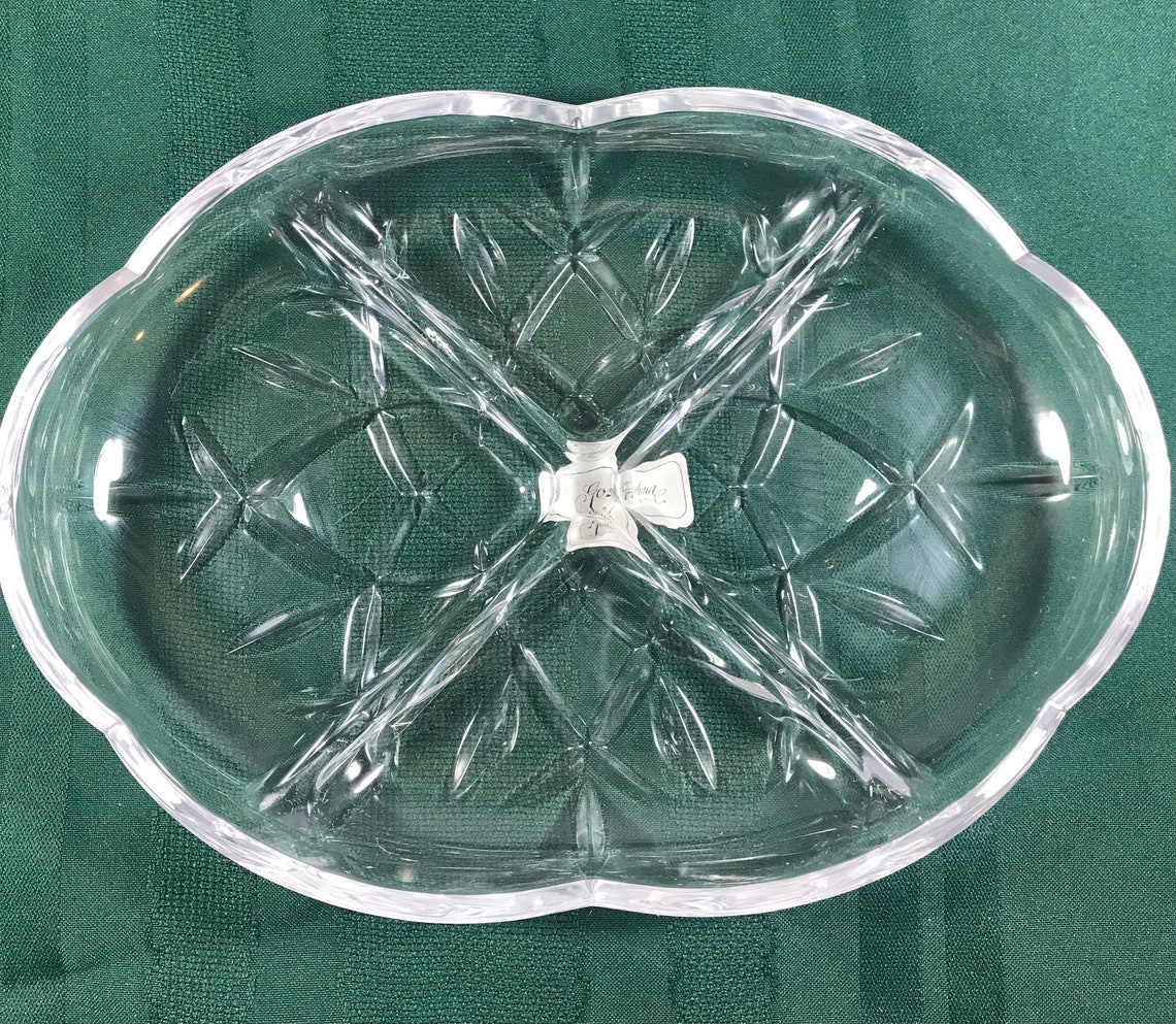 Gorham Lady Anne Clear Crystal Etched Oval 4 Part Relish Hostess ...