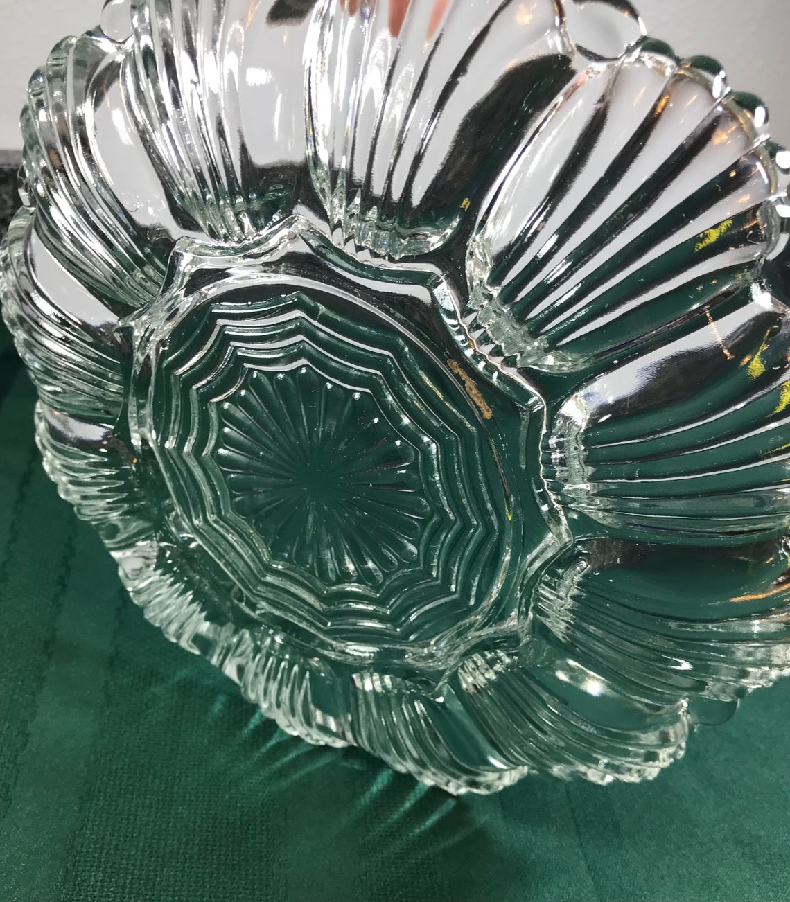 Anchor Hocking Clear Glass 10 Deviled Egg Plate Platter Oyster Server ...