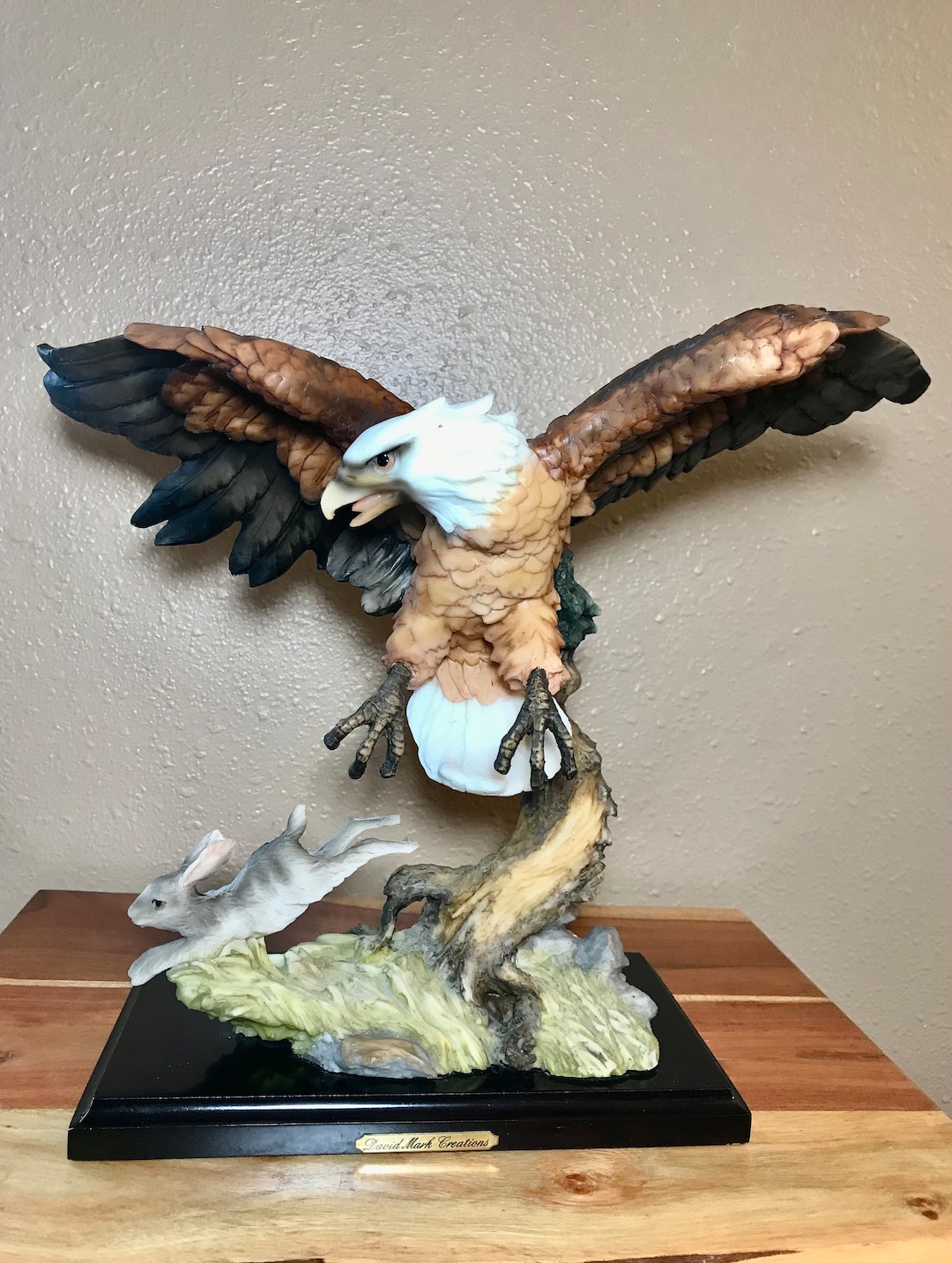 David Mark Creations Eagle and Rabbit Bunny Composite Resin Figurine ...