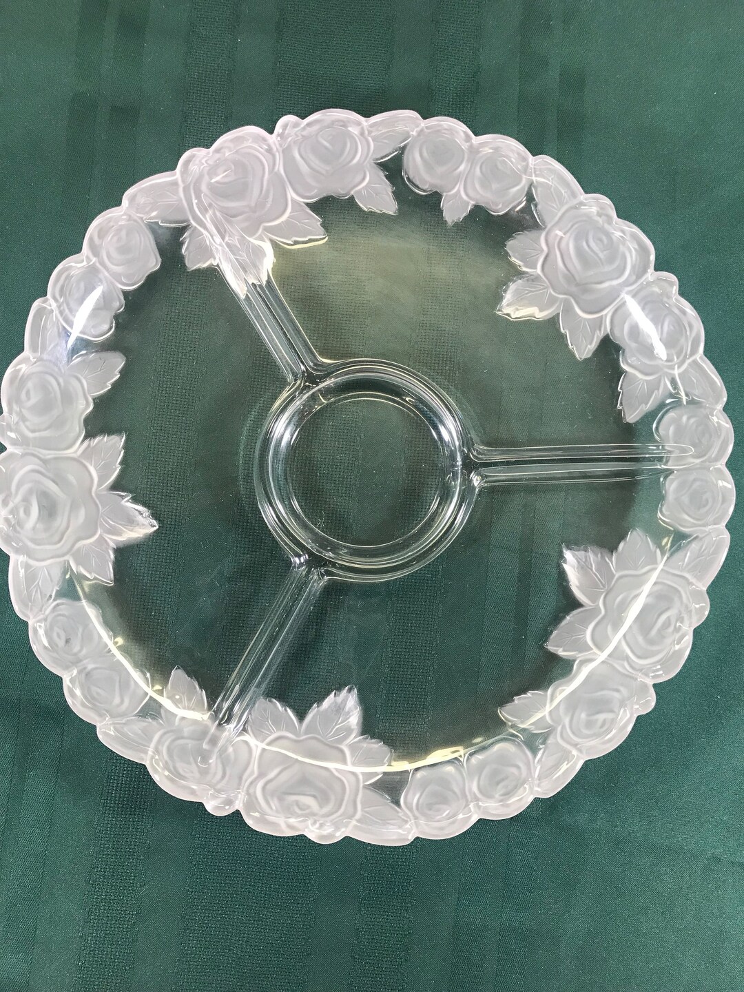 Mikasa Studio Nova Winter Rose Chip Dip Vegetable Platter Frosted Roses ...