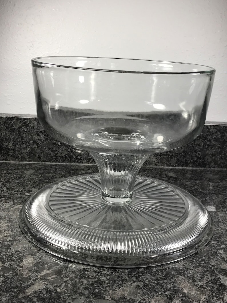 Anchor Hocking Canton Cake Stand W/ Dome or Punch Bowl Glass Cover ...