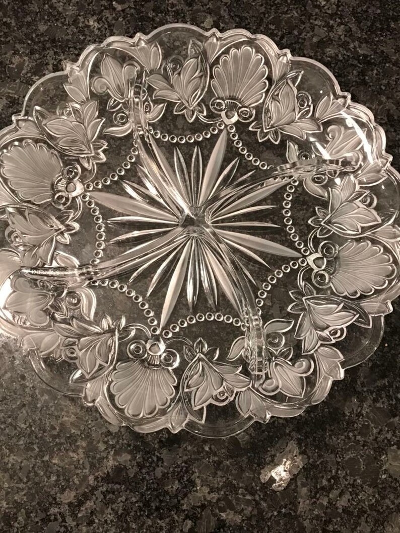 Mikasa Studio Nova Regal Image Frosted Etched Crystal Embossed Tray 14 ...