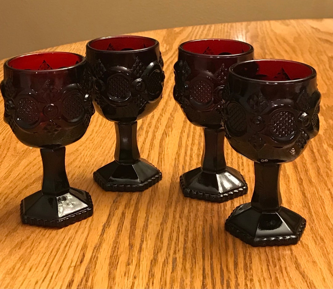 Avon 1876 Cape Cod Ruby Red 3oz Short Footed Wine Champagne Goblet ...