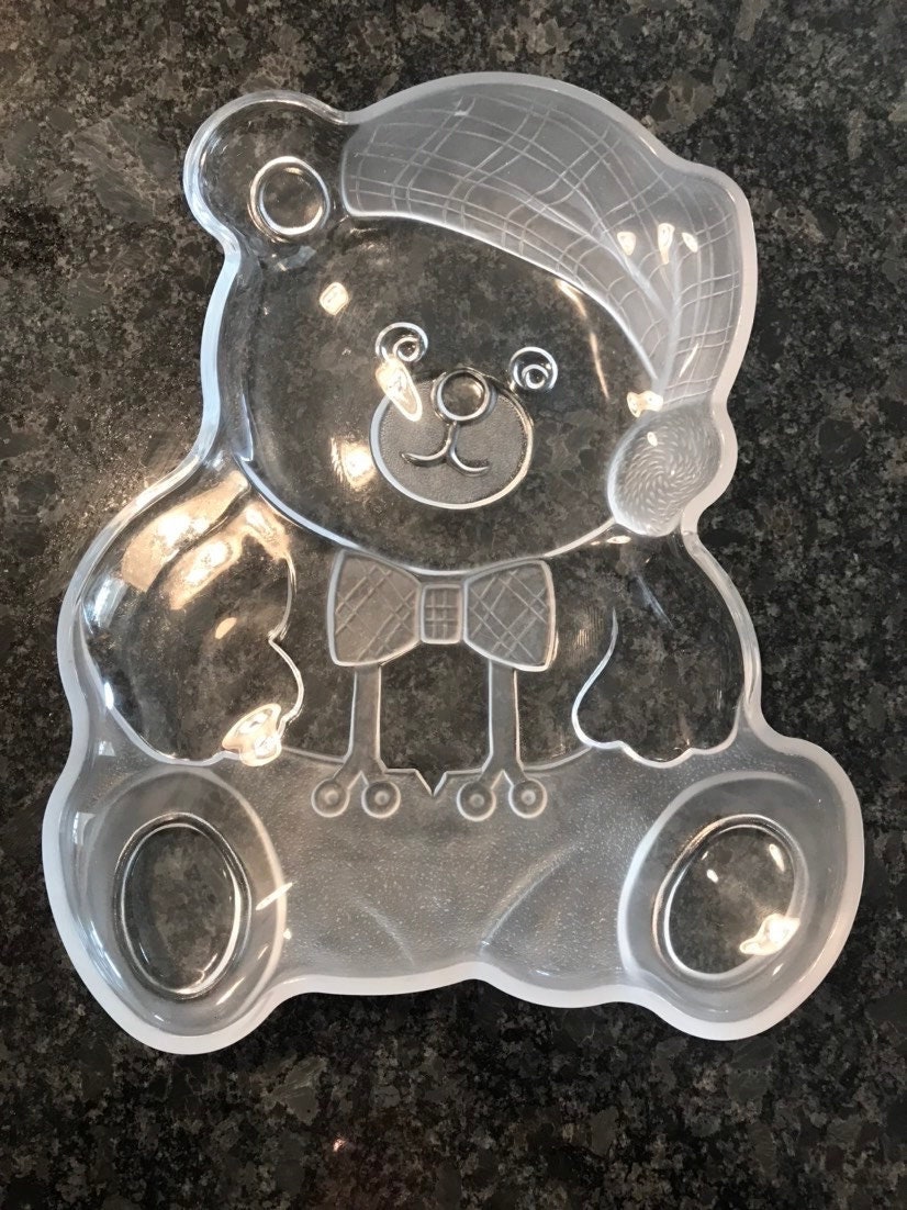 Mikasa Teddy Bear Hat Bow Tie Crystal Embossed Frosted Serving Plate ...