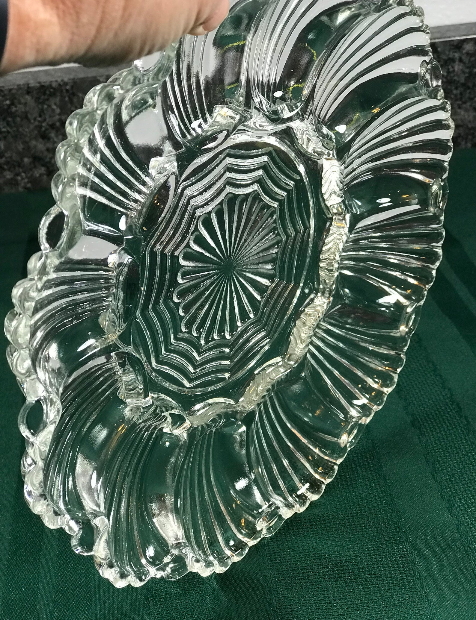 Anchor Hocking Clear Glass 10 Deviled Egg Plate Platter Oyster Server ...