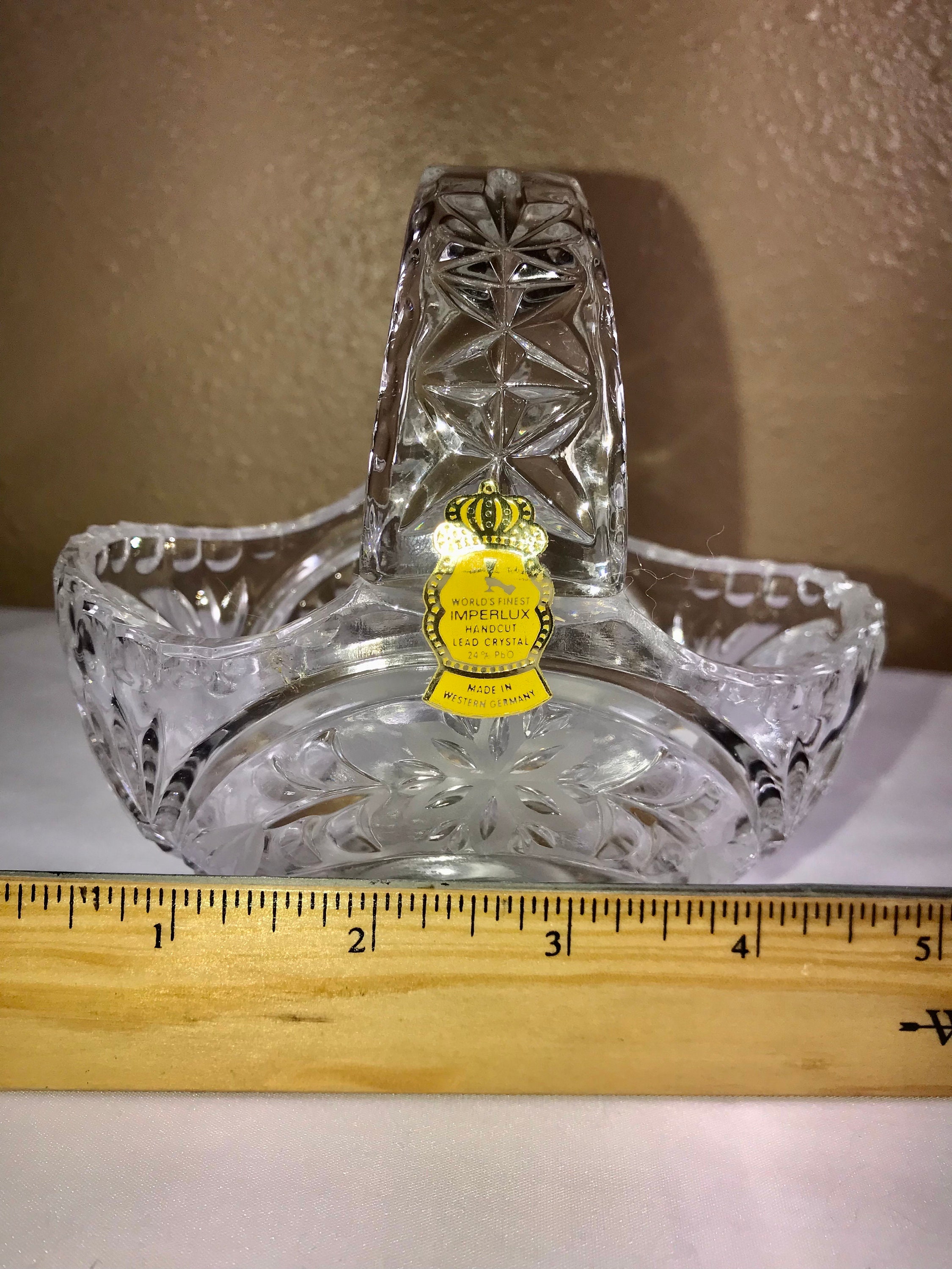 Imperlux 24% Crystal Handcut Small Candy Basket Dish With Crossed ...
