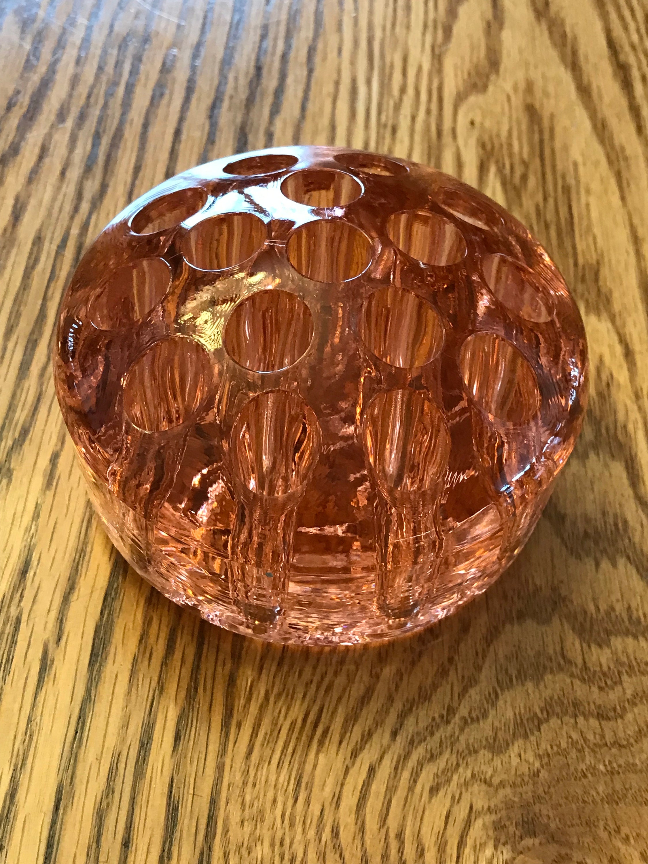 Salmon Peach Flower Frog Dome Arrangement Bouquet Arranger - Etsy