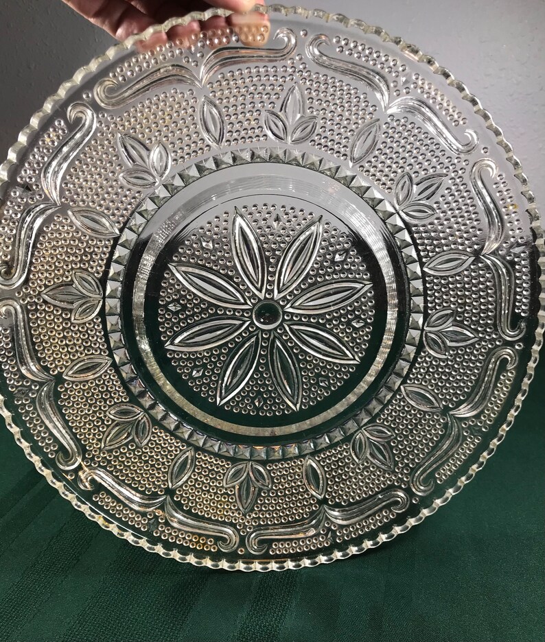 Federal Glass Co. Hobnail Beaded Plate Heritage Clear Mid Century ...
