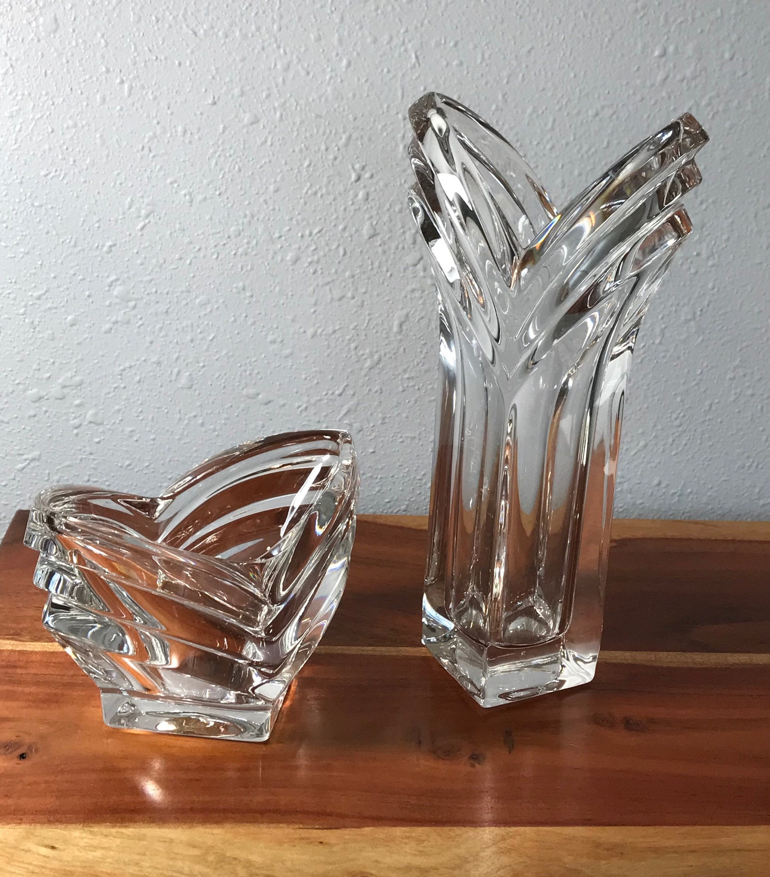 Mikasa Art Deco Lead Crystal Cut Lead Flower Bud Vase 8 1/2 Tall & Rose ...