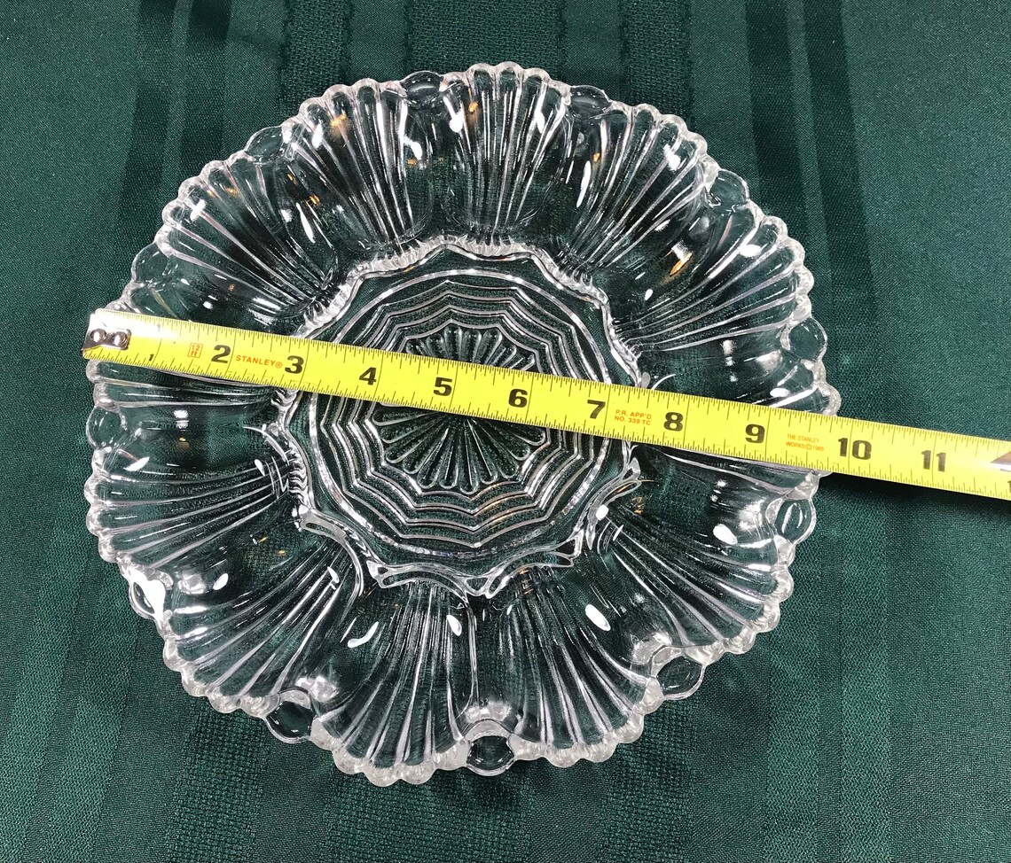 Anchor Hocking Clear Glass 10 Deviled Egg Plate Platter Oyster Server ...