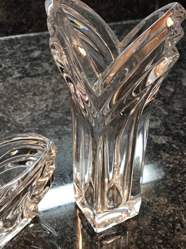Mikasa Art Deco Lead Crystal Cut Lead Flower Bud Vase 8 1/2 Tall & Rose ...