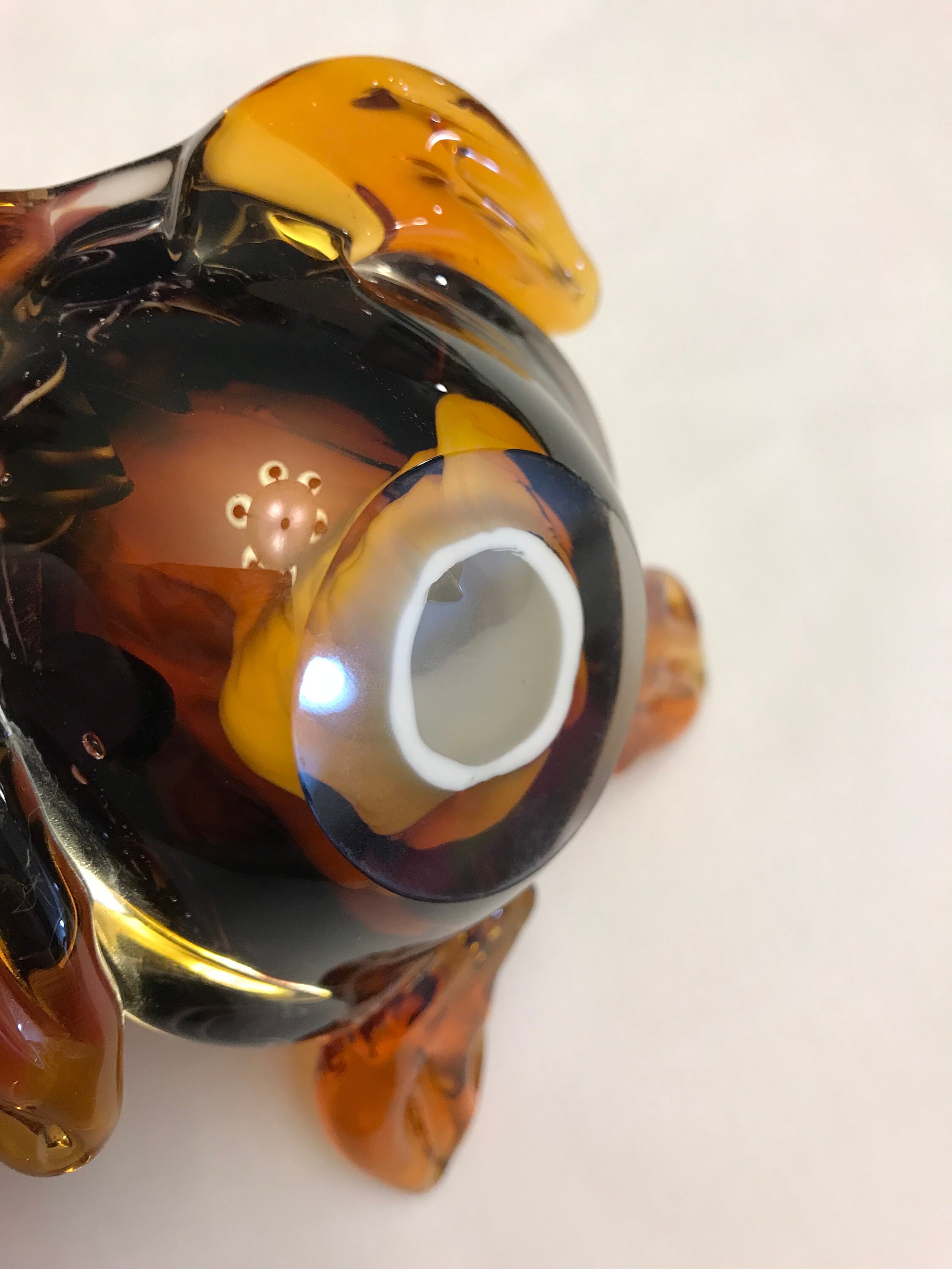 Murano Artwork Art Glass Handblown Glass Amber Black and White - Etsy
