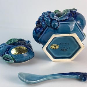 Inarco Mood Indigo Blue Green Sugar Bowl With Spoon Kitchen Dishes ...