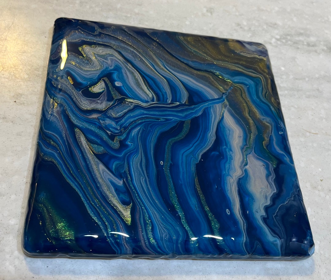 Acrylic Pour Ceramic Tile Trivet - Etsy