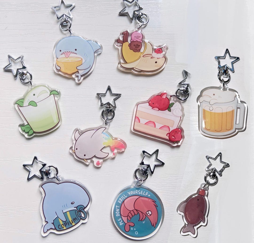 Cute Animal (mostly Sharks) Acrylic Epoxy Keychains - Etsy
