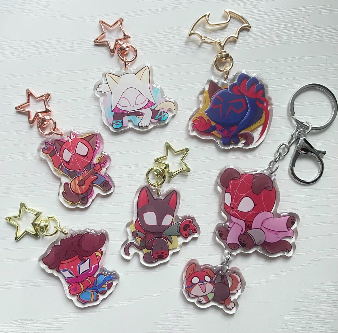 Spiderverse Spidermeow Epoxy Keychains [spiderman, Spidergwen ...