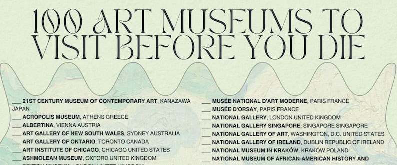 100 Must-visit Art Museums Checklist | Bucket List Poster | Digital ...