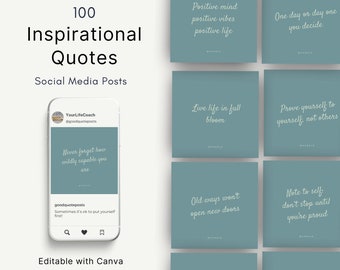 100 Instagram Inspirational Quote Pack Editable Quote Templates ...