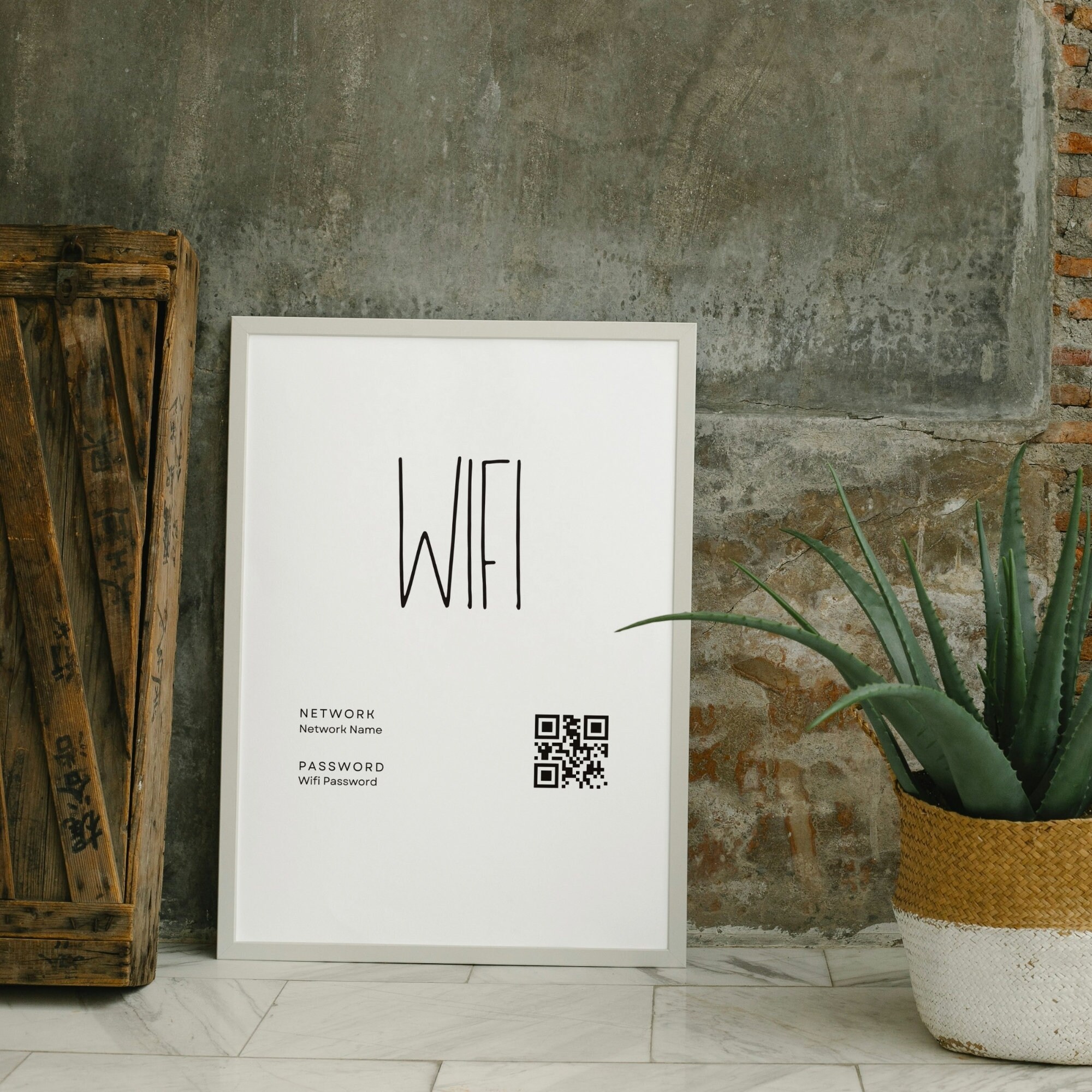 WIFI Password Sign Printable, Wifi Sign, WIFI QR Sign, Editable Wifi ...