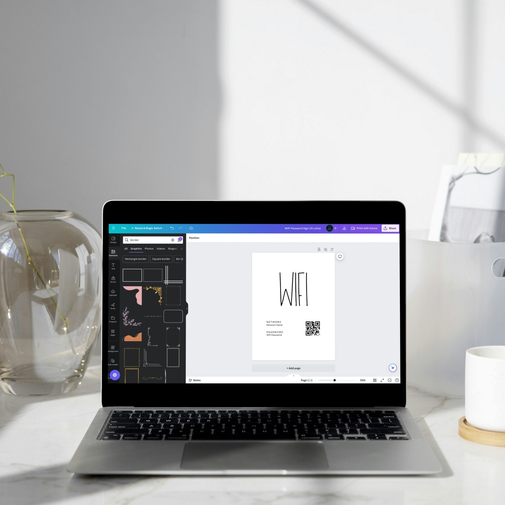 WIFI Password Sign Printable, Wifi Sign, WIFI QR Sign, Editable Wifi ...