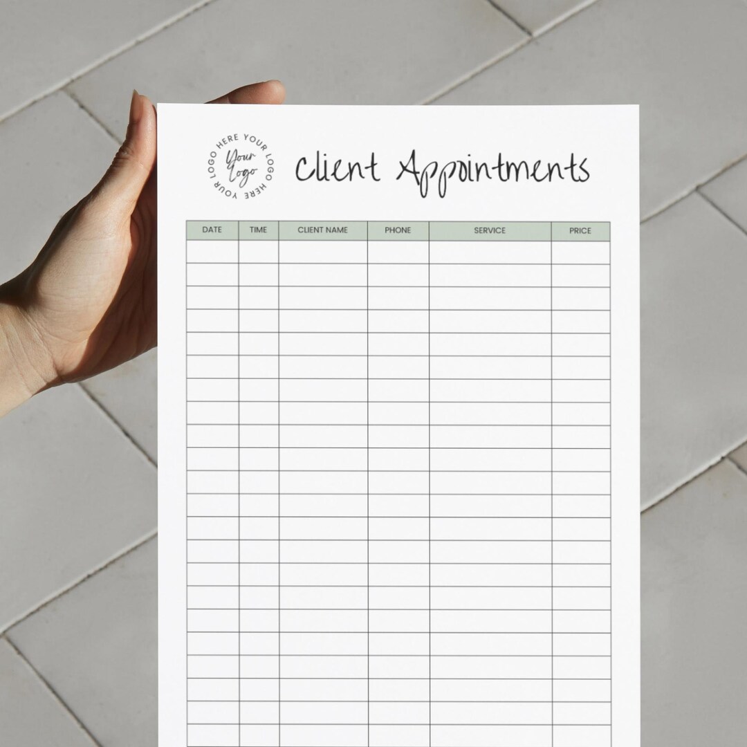 Salon Appointment Tracker | Client Service Record Sheet | Printable ...