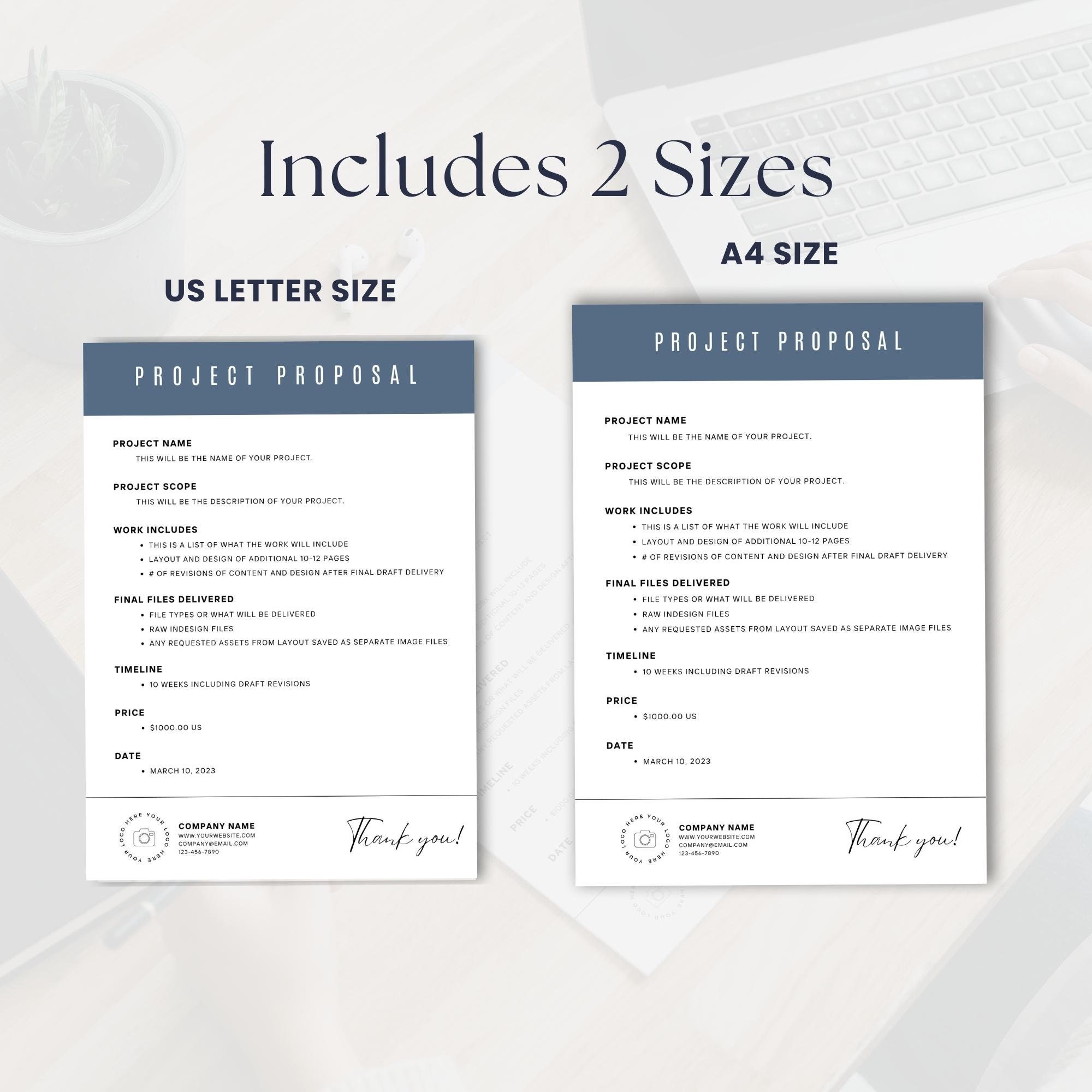 Navy Blue Minimal Proposal Template Professional Simple Work - Etsy