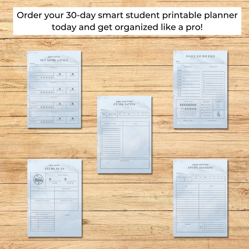 30-day Smart Student Planner INSTANT DOWNLOAD Academic Printable PDF ...