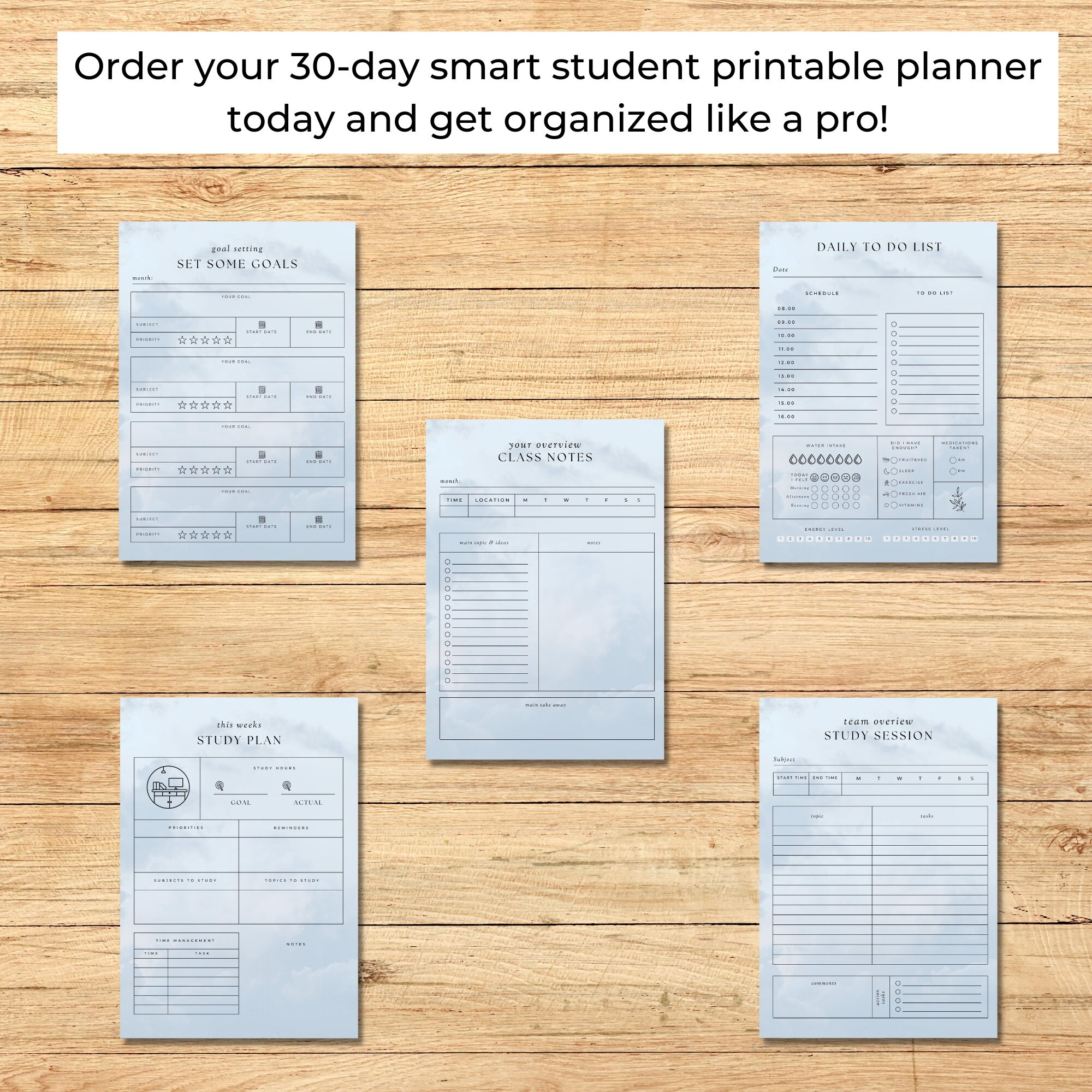 30-day Smart Student Planner INSTANT DOWNLOAD Academic Printable PDF ...