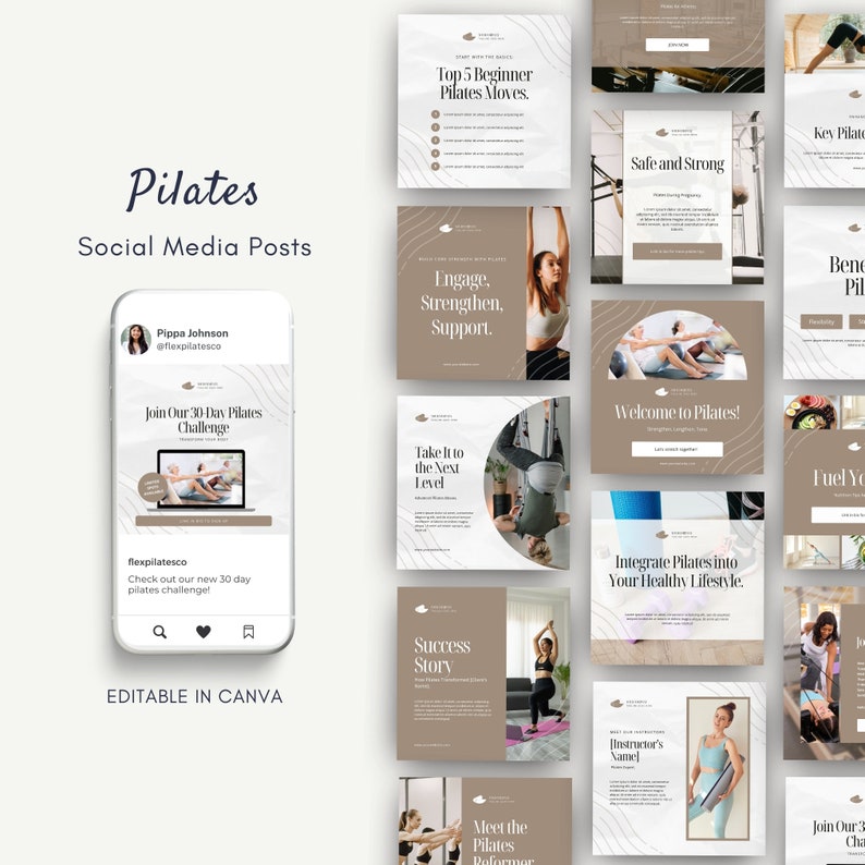 Pilates Instagram Templates | Pilates Coach Instagram Posts | Pilates ...