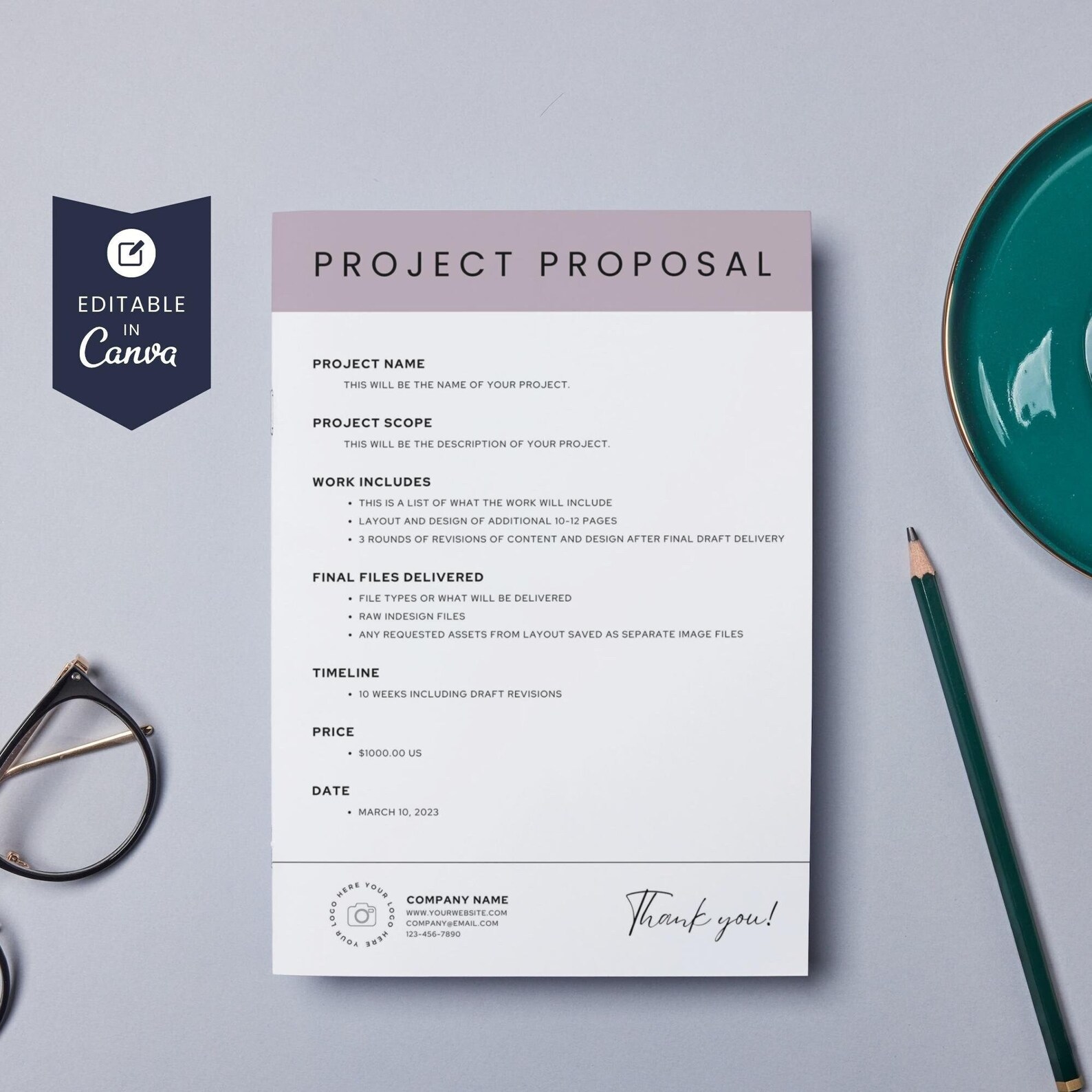 Project Plan Proposal Template Creative Project Quote - Etsy